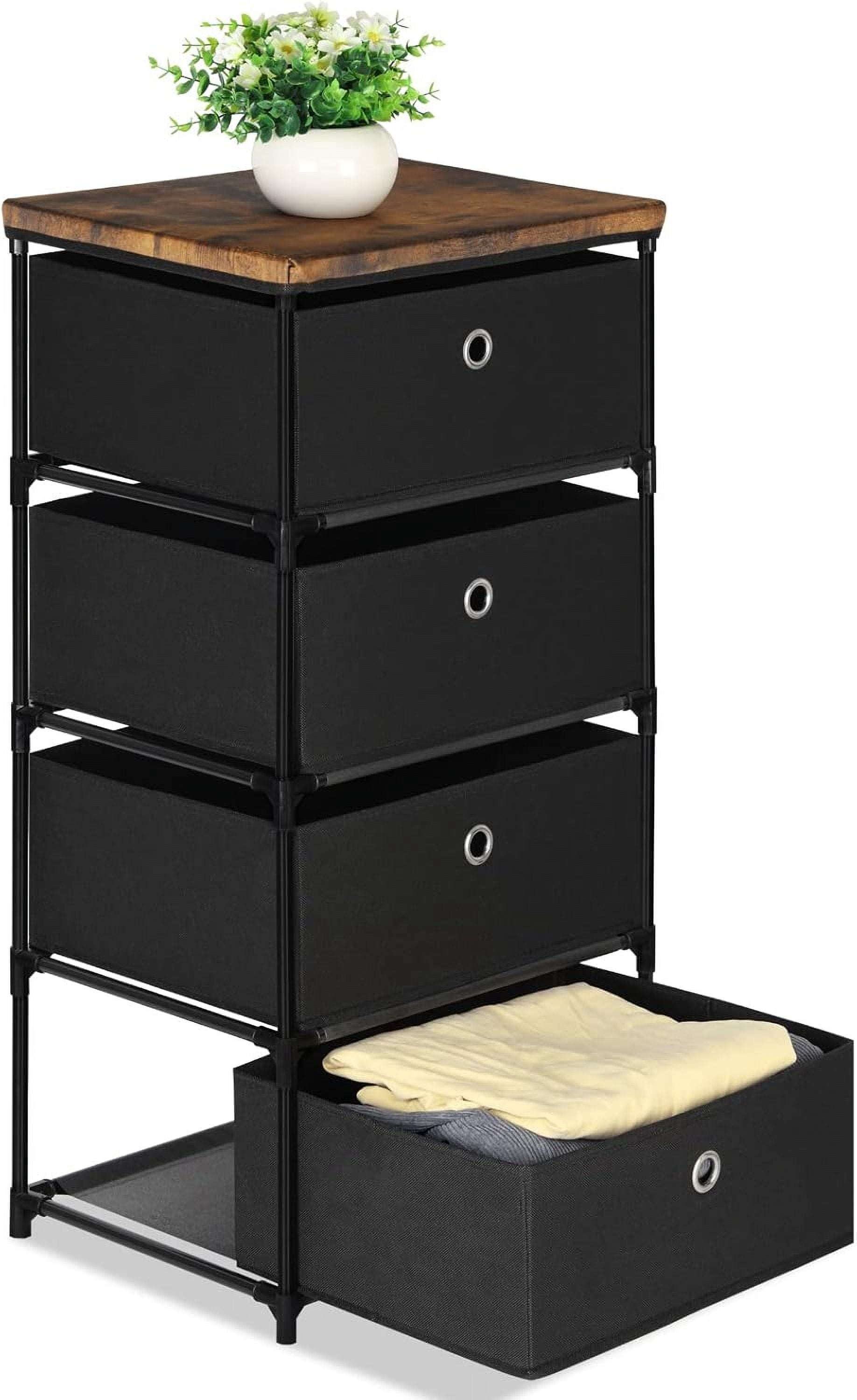 Fabric Storage Chest, Drawer Clothes Organizer - 4 Drawers Storage ...