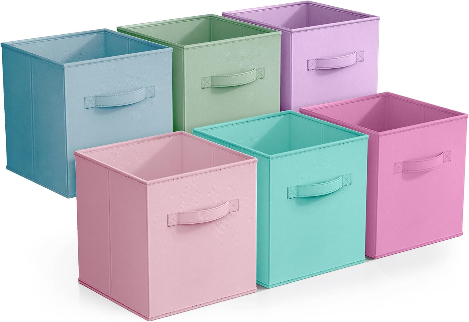 Fabric Storage Cubes - 6 Foldable Storage Bins for Organizing Pantry ...