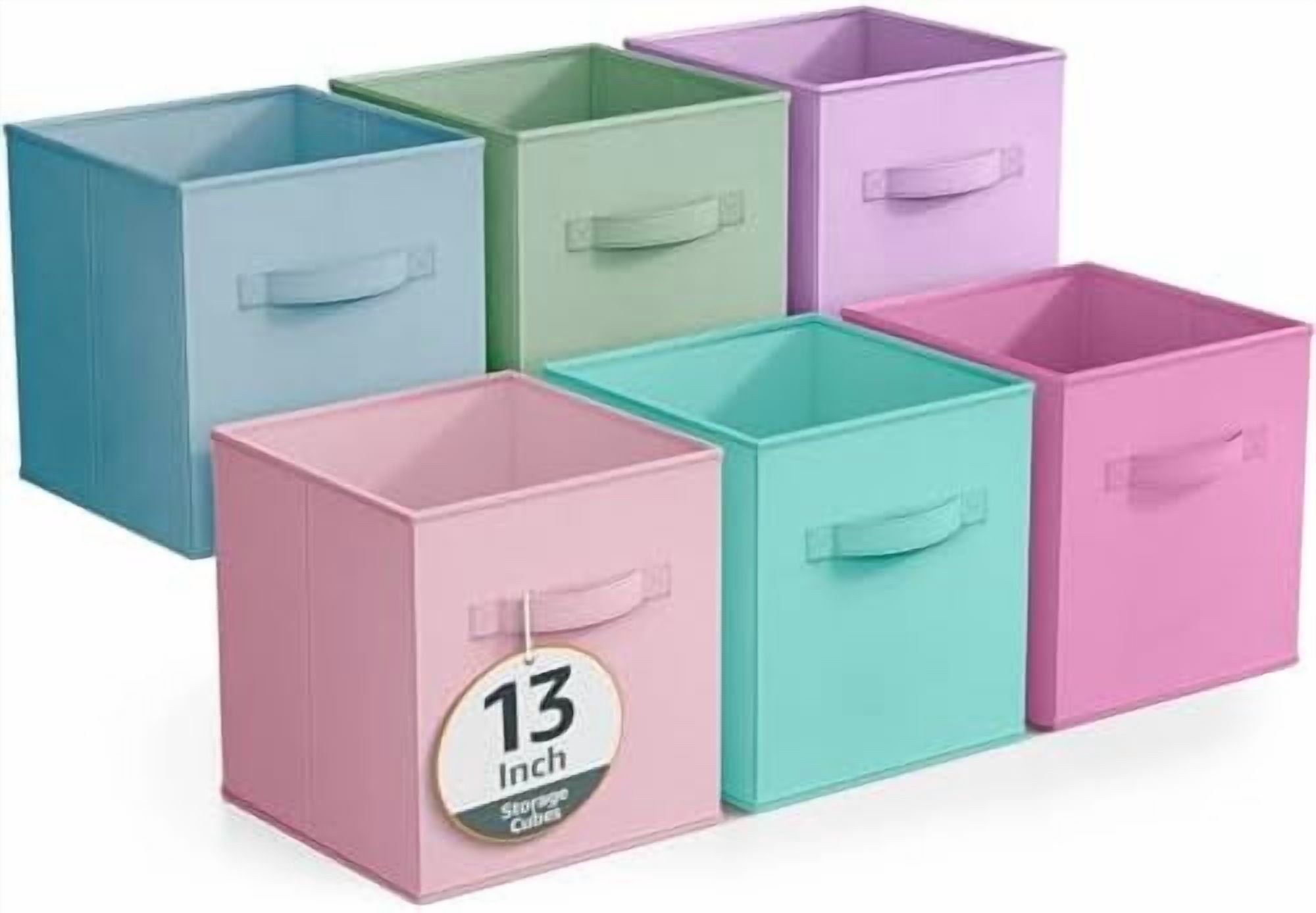 Fabric Storage Cubes - 6 Foldable Storage Bins for Organizing Pantry ...