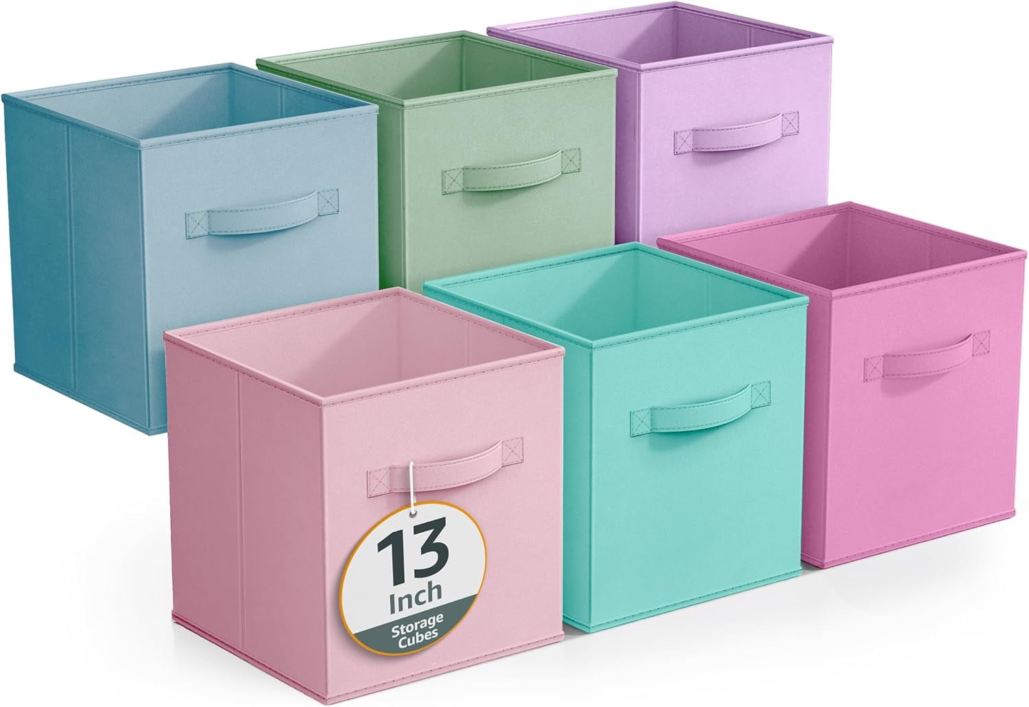 Fabric Storage Cubes - 6 Foldable Storage Bins for Organizing Pantry ...