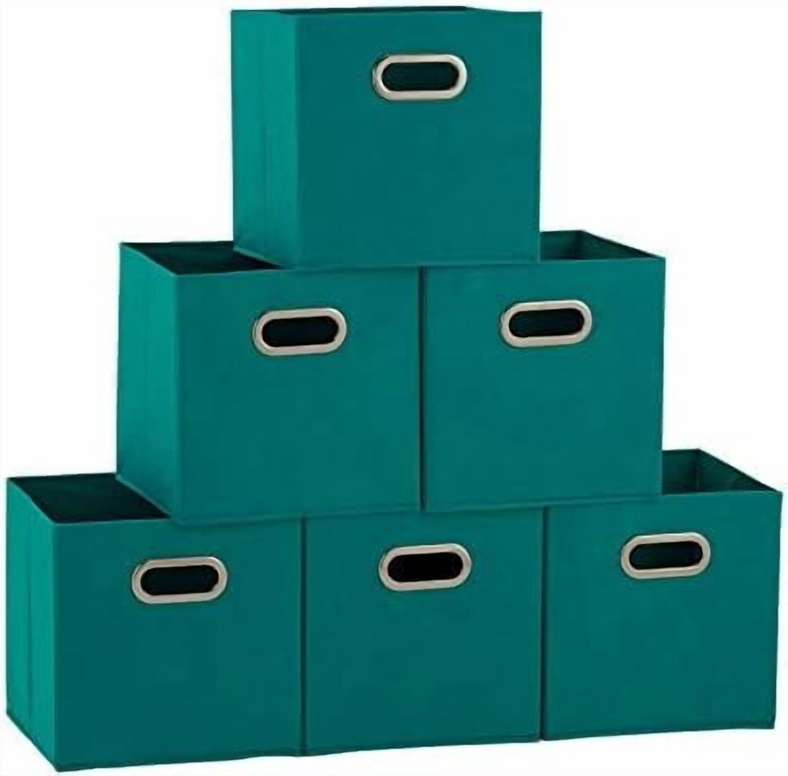 Fabric Storage Cubes 6 Pack – 11x11x11 Foldable Non-Woven Bins with ...