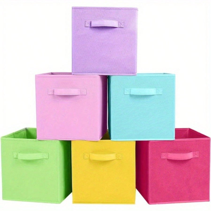 Fabric Storage Cubes - 6-Pack Foldable Storage Bins For Organizing ...