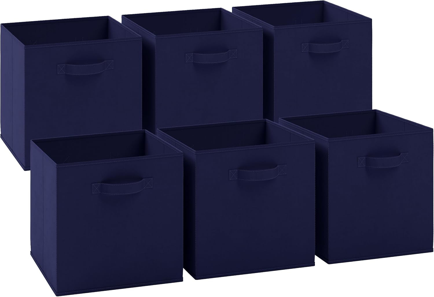 Fabric Storage Cubes - 6 Pack Heavy Duty Solid Navy Bins - 13 Inch Cube ...