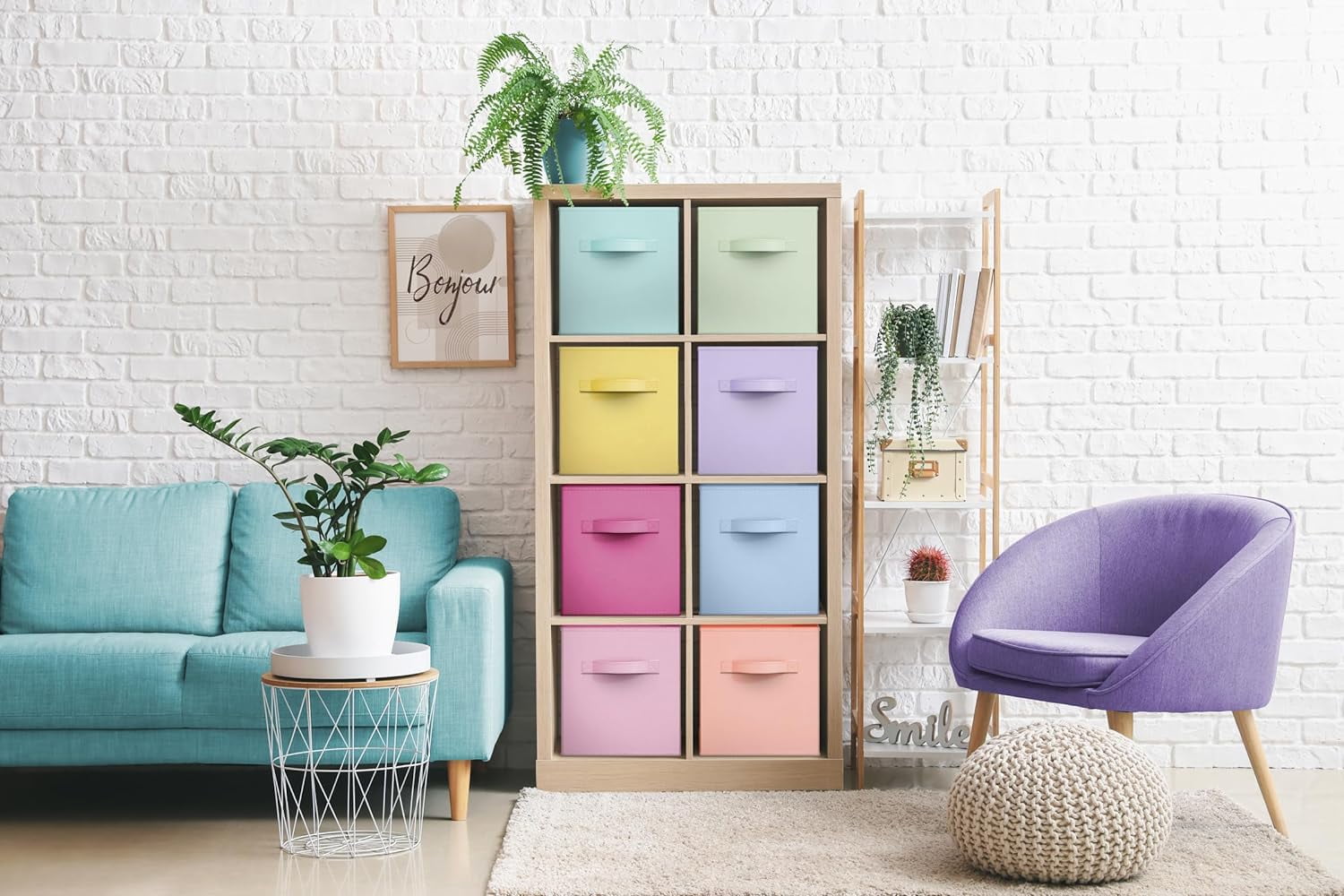 Fabric Storage Cubes - 8 Foldable Storage Bins for Organizing Pantry ...