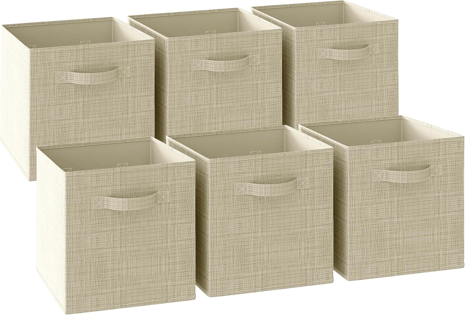 Fabric Storage Cubes for Cube Organizer - 6 Pack Heavy Duty Beige ...