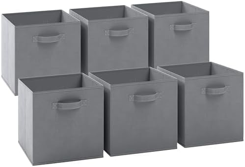 Fabric Storage Cubes for Cube Organizer - 6 Pack Heavy Duty Solid Grey ...
