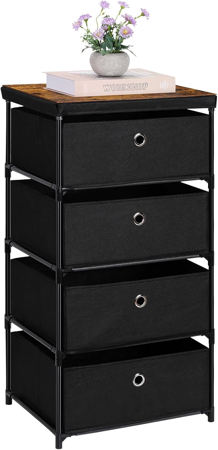 Fabric Storage Dresser with 4 Drawers, Small Chest of Drawers Clothes ...
