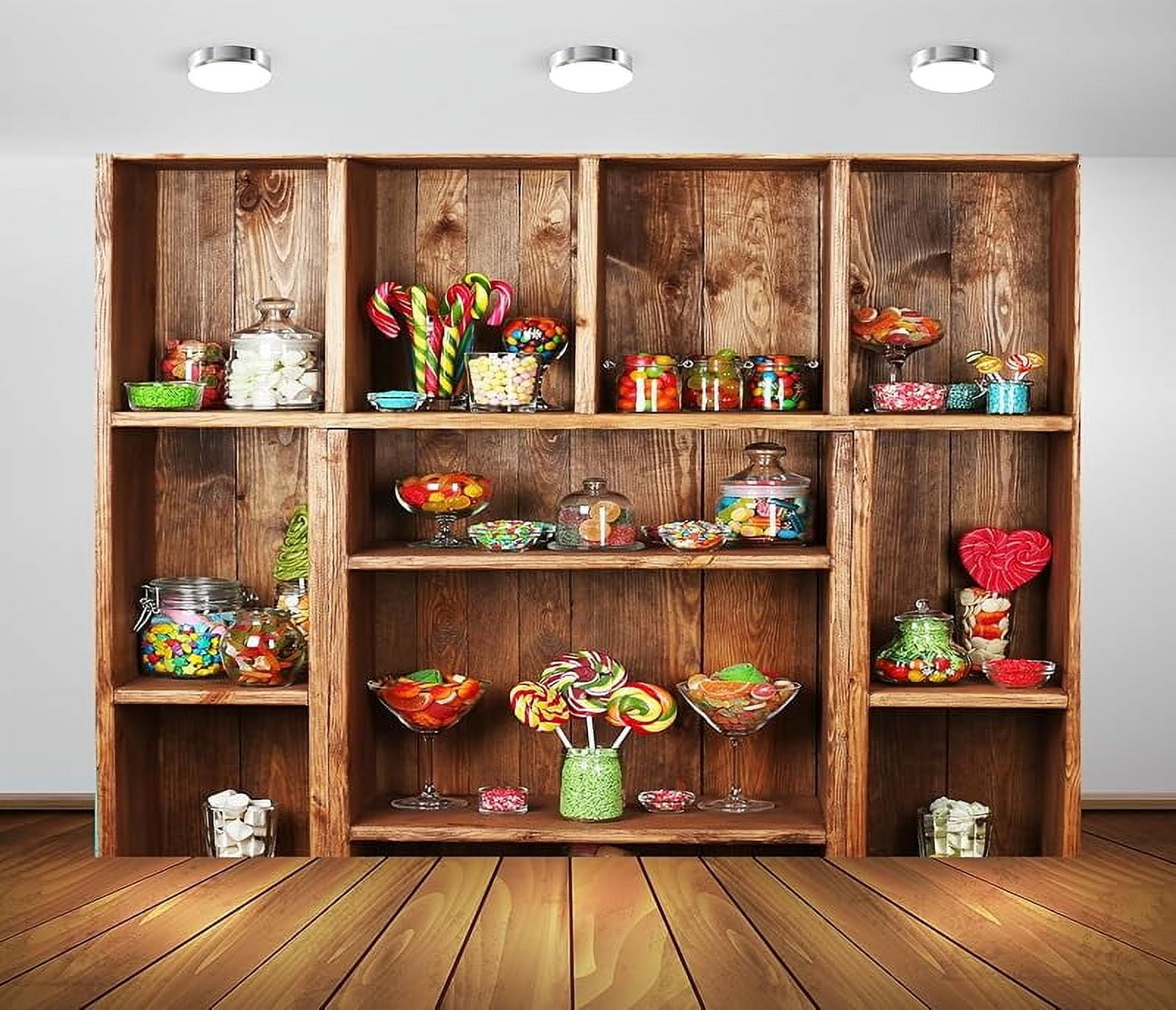 Fabric Sweets Candy Shop Backdrop Candies in Jars Lollipop Candy Canes ...