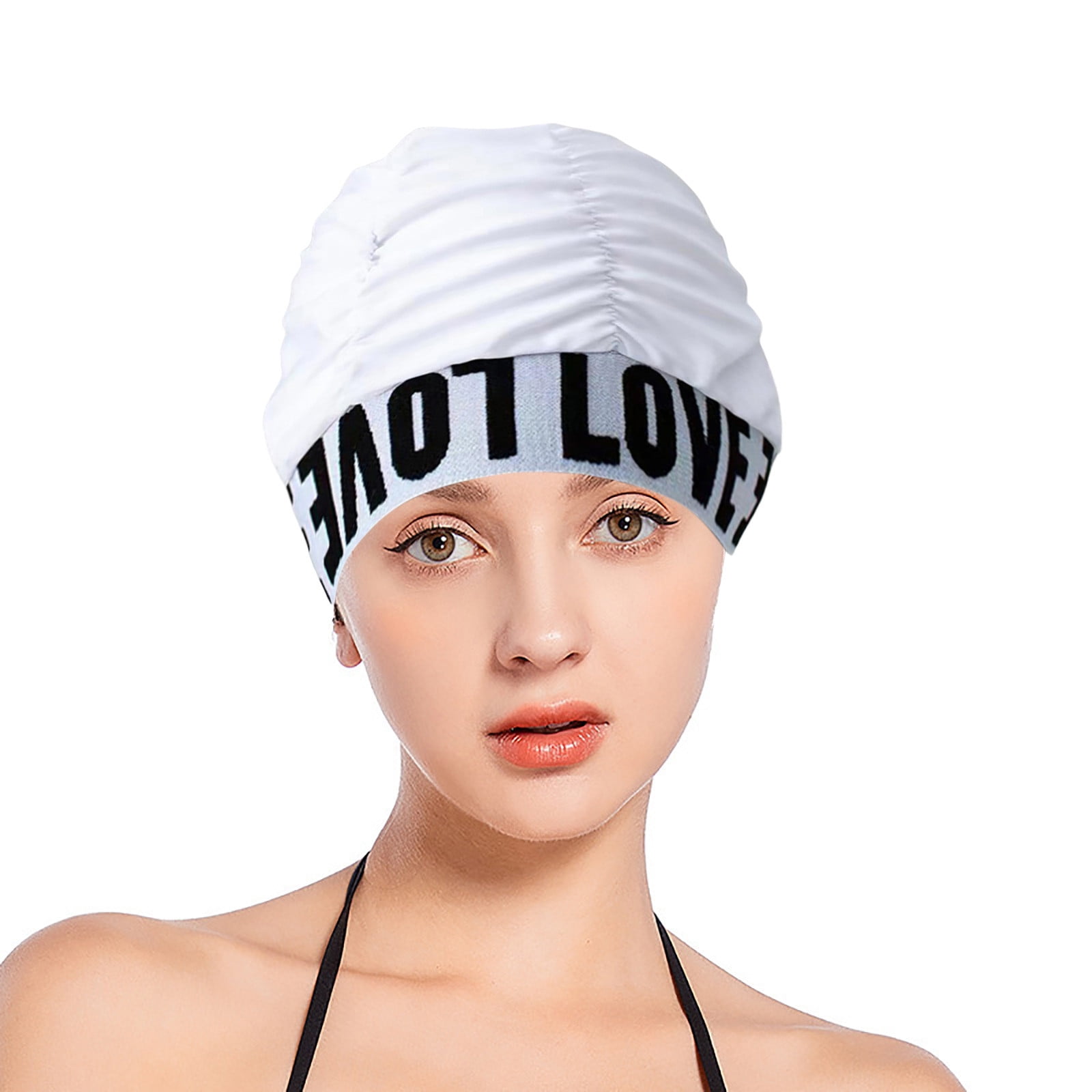 Fabric Swim Caps for Women Swimming for Long Hair Nylon Cloth Swim Cap ...