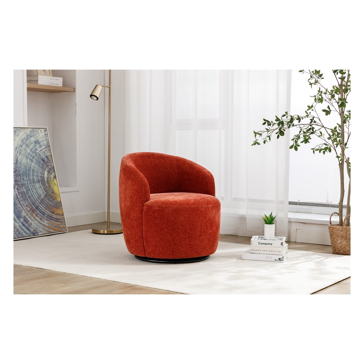 Fabric Swivel Accent Barrel Chair Red chair - Walmart.com