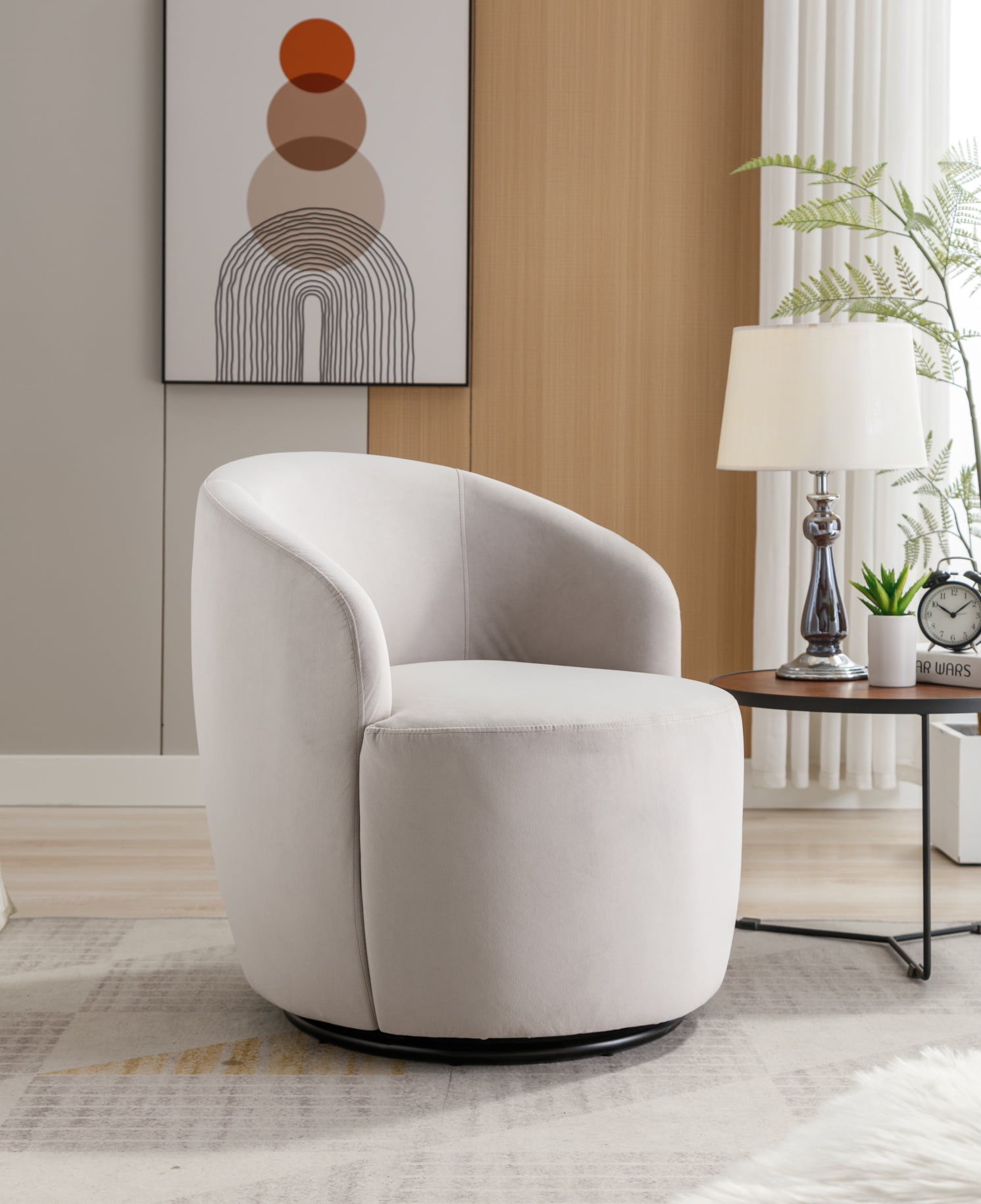 Fabric Swivel Accent Chair With Black Metal Base, Single Sofa Chair ...