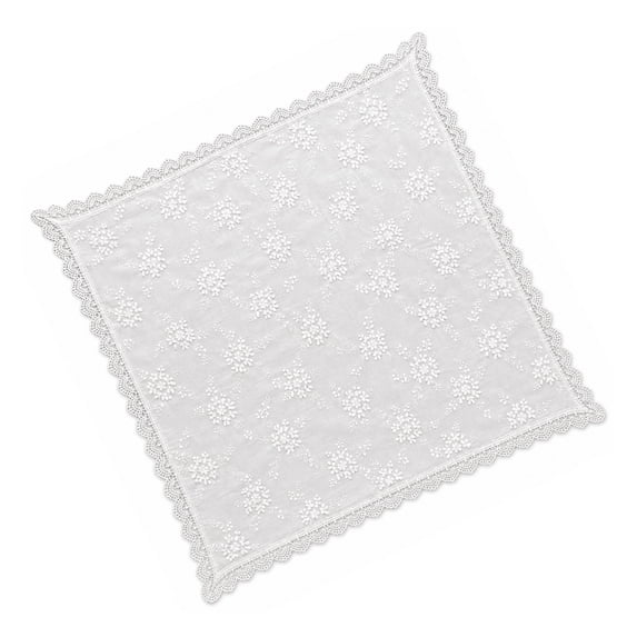 Fabric Tablecloth with Textured Flower Pattern and Flowing Scalloped ...