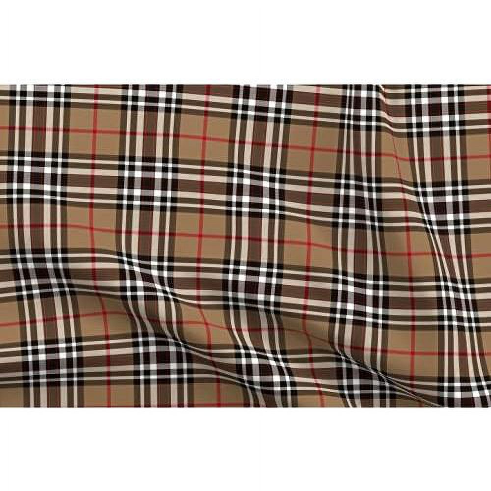 Fabric - Tartan Plaid Scottish Tan Brown Black White Printed On Petal ...