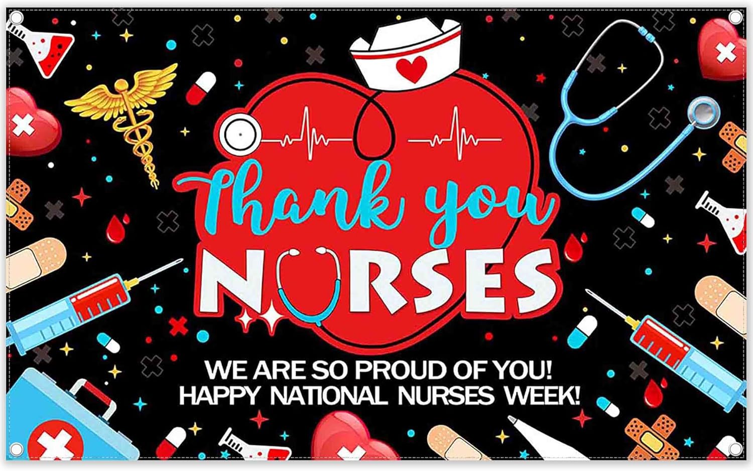 Fabric Thank You Nurses Backdrop National Nurse Appreciation Week ...