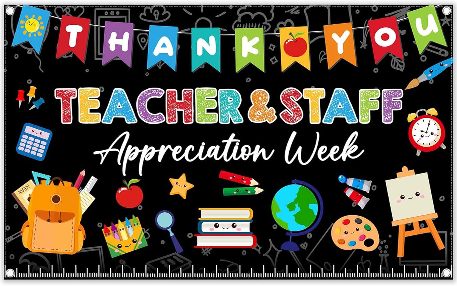 Fabric Thank You Teacher and Staff Backdrop Appreciation Week ...