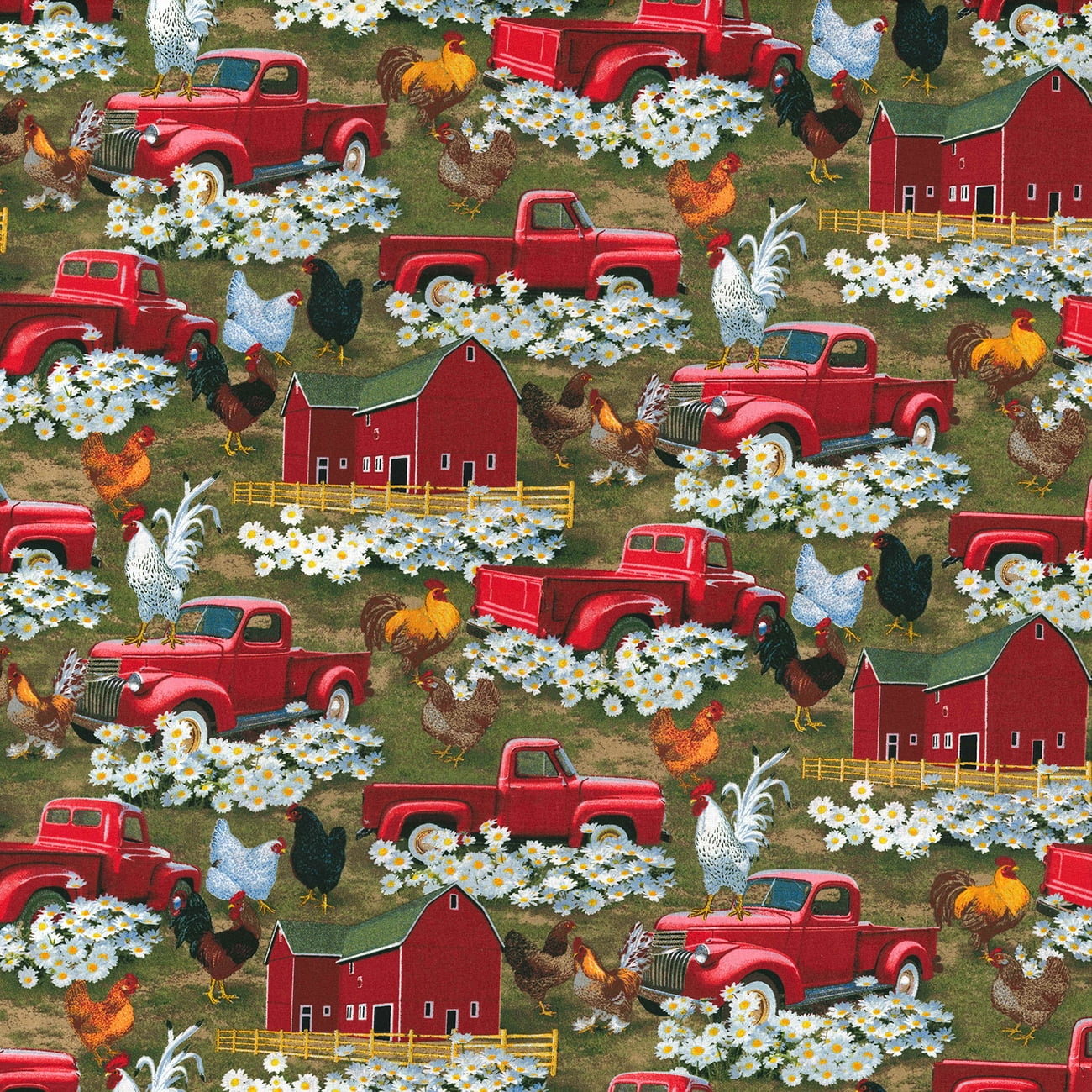 Fabric Traditions 44" x 1 yd 100% Cotton Barn Craft Fabric, Red and ...