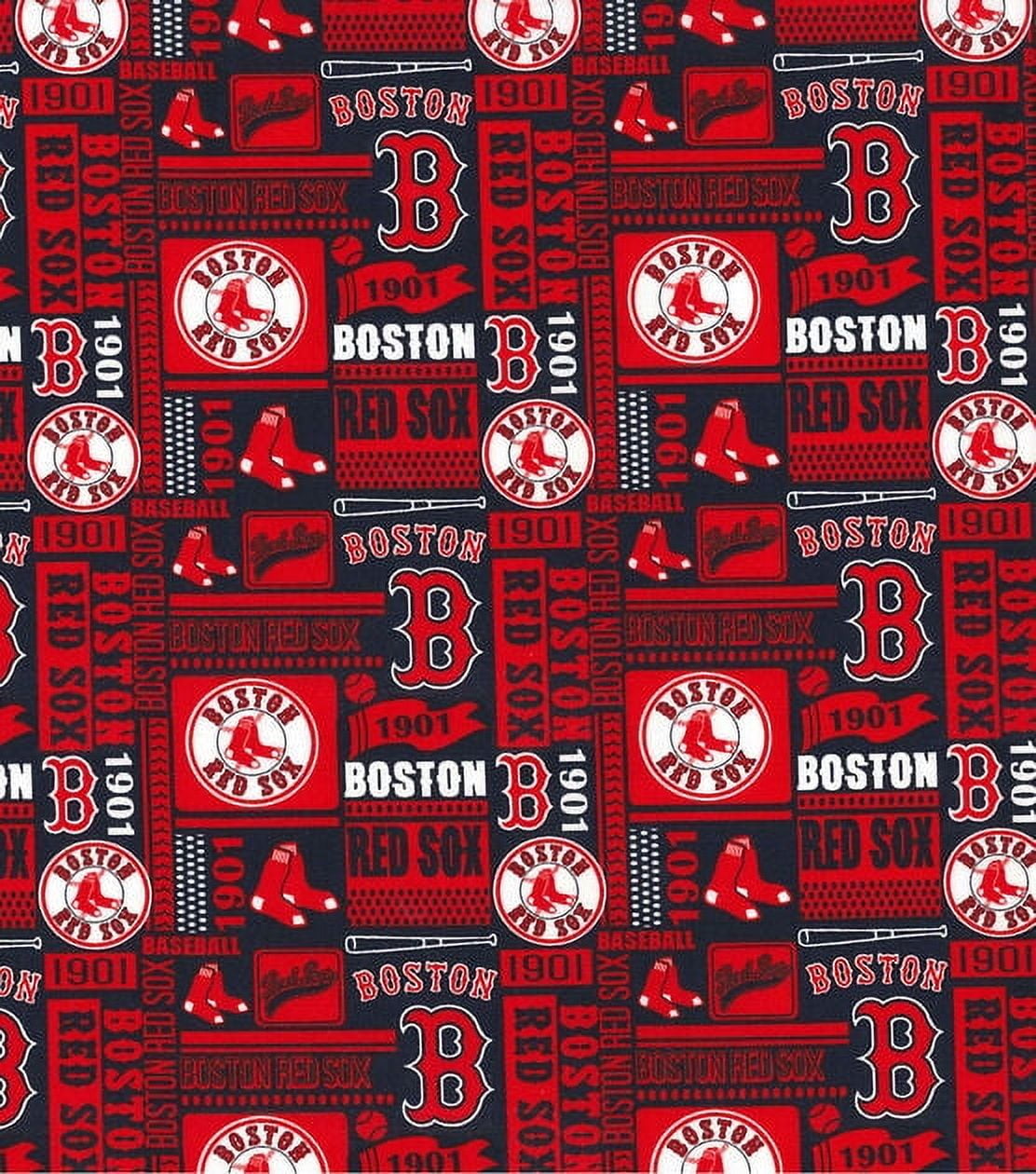 Fabric Traditions MLB Red Sox Block 100% Cotton Fabric sold by the yard ...