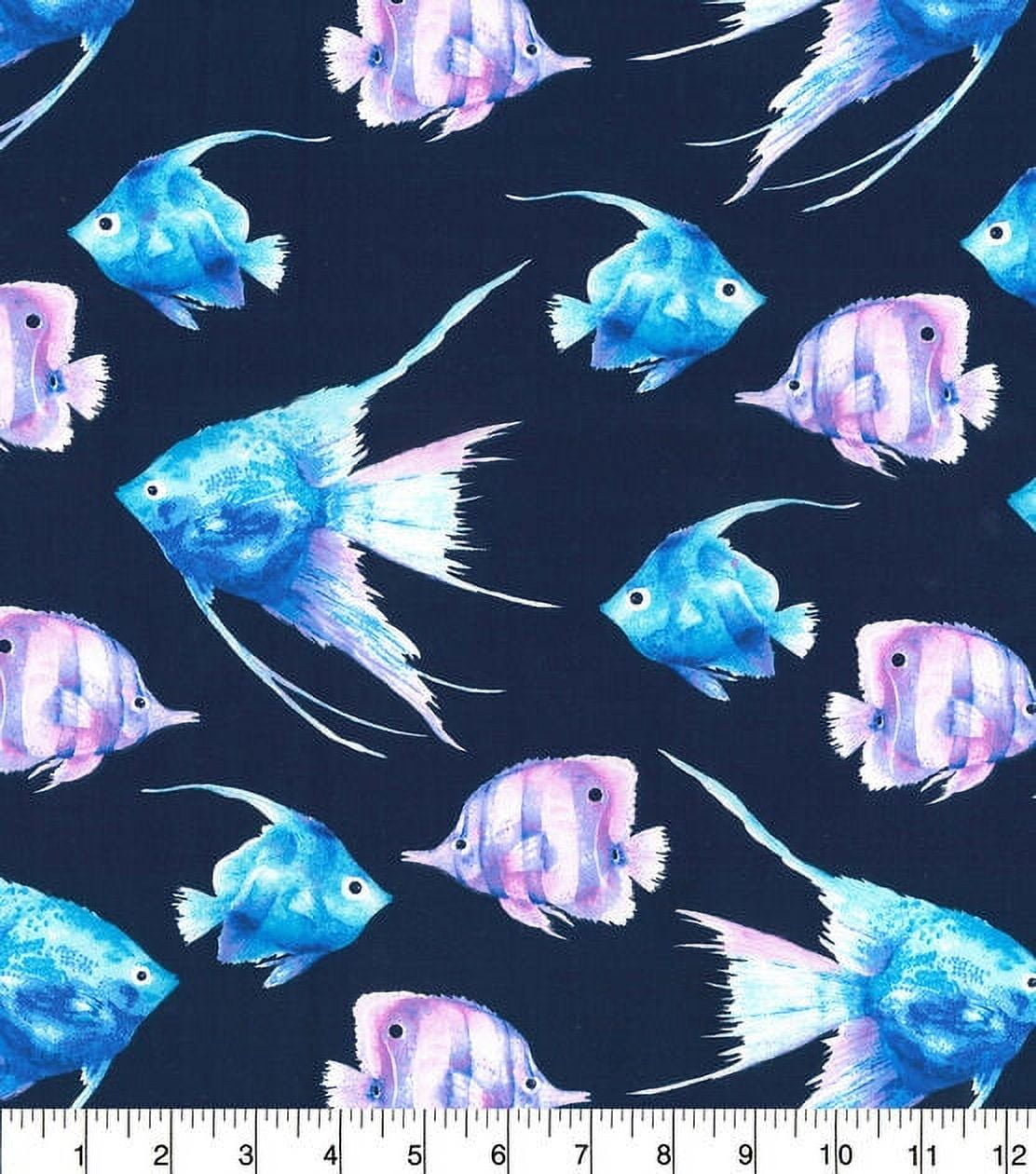 Fabric Traditions Nautical Wilderness Novelty Prints Fish blue black ...