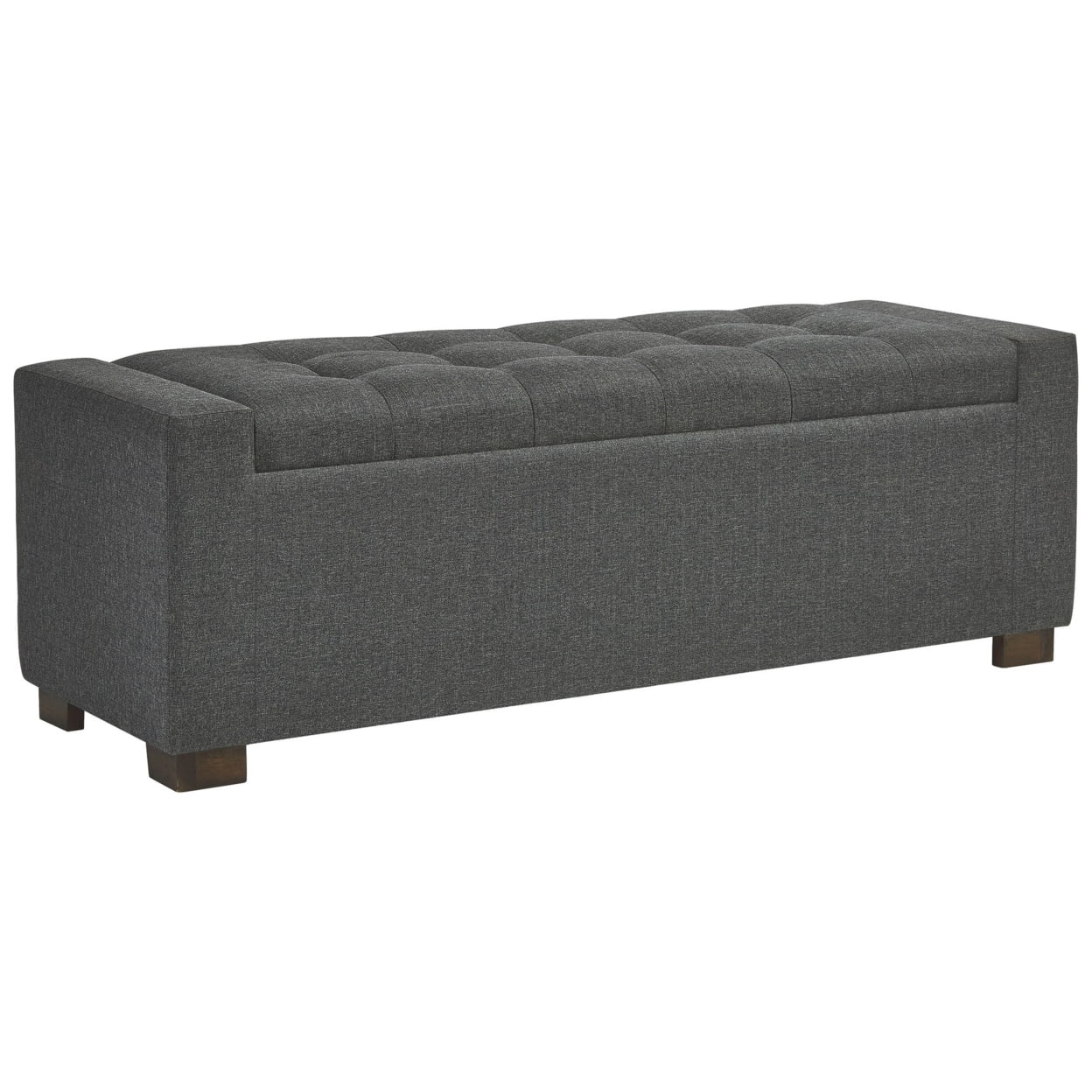 Fabric Tufted Seat Storage Bench with Block Feet Dark Gray - Saltoro ...