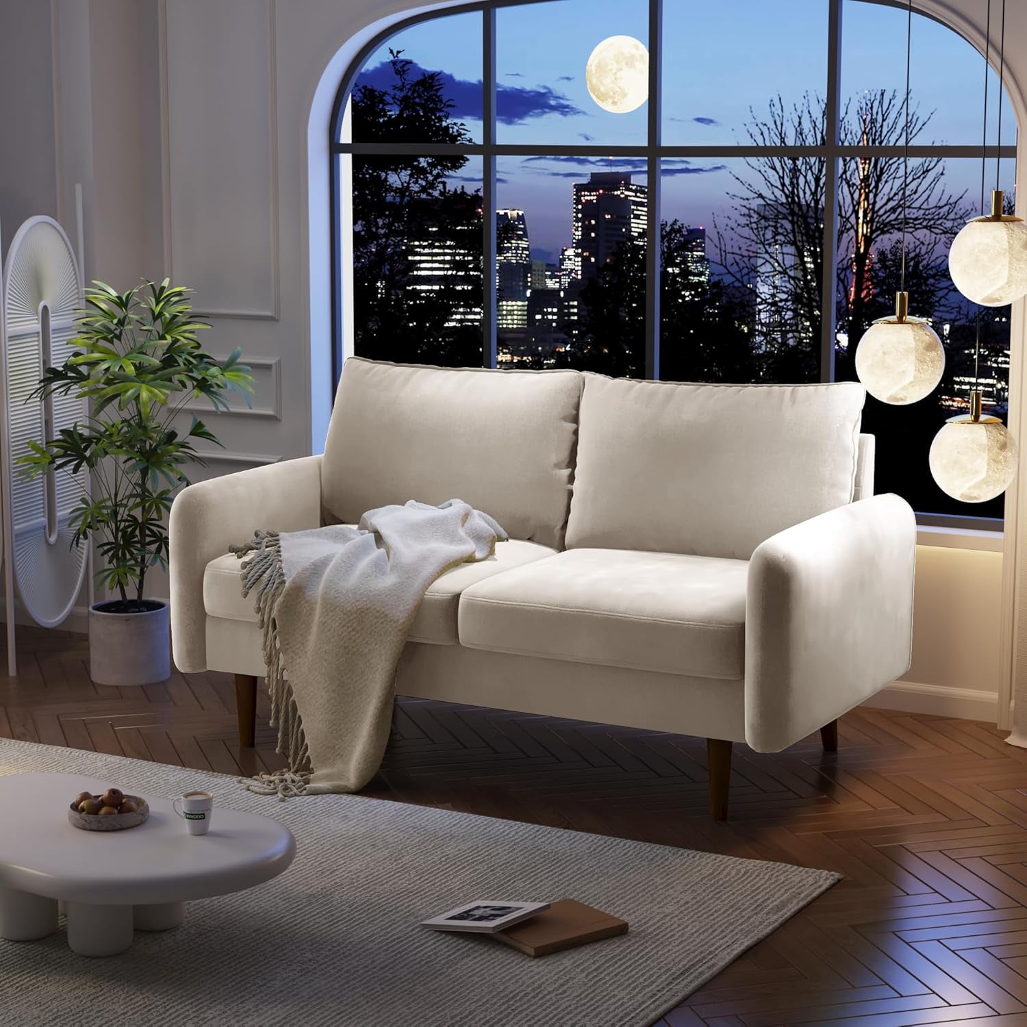 Fabric Upholstered Loveseat Sofa, Comfy Sleeper Couch with Extra Deep ...