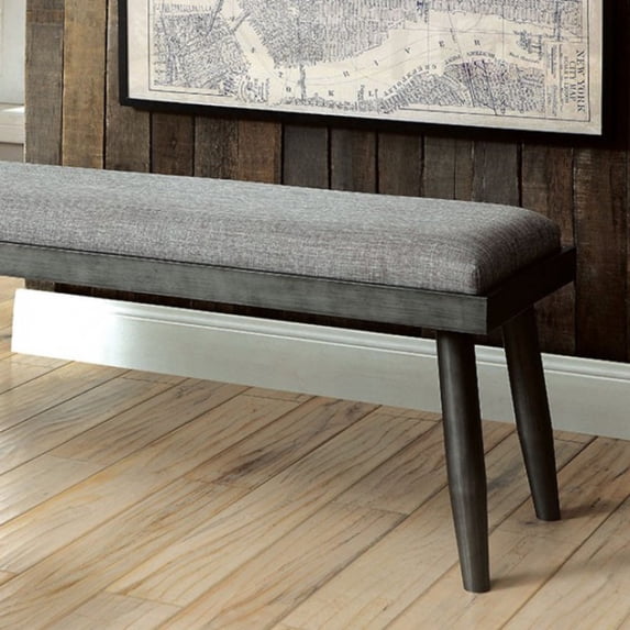 Fabric Upholstered Metal Bench with Angled Legs Gray - Saltoro Sherpi ...
