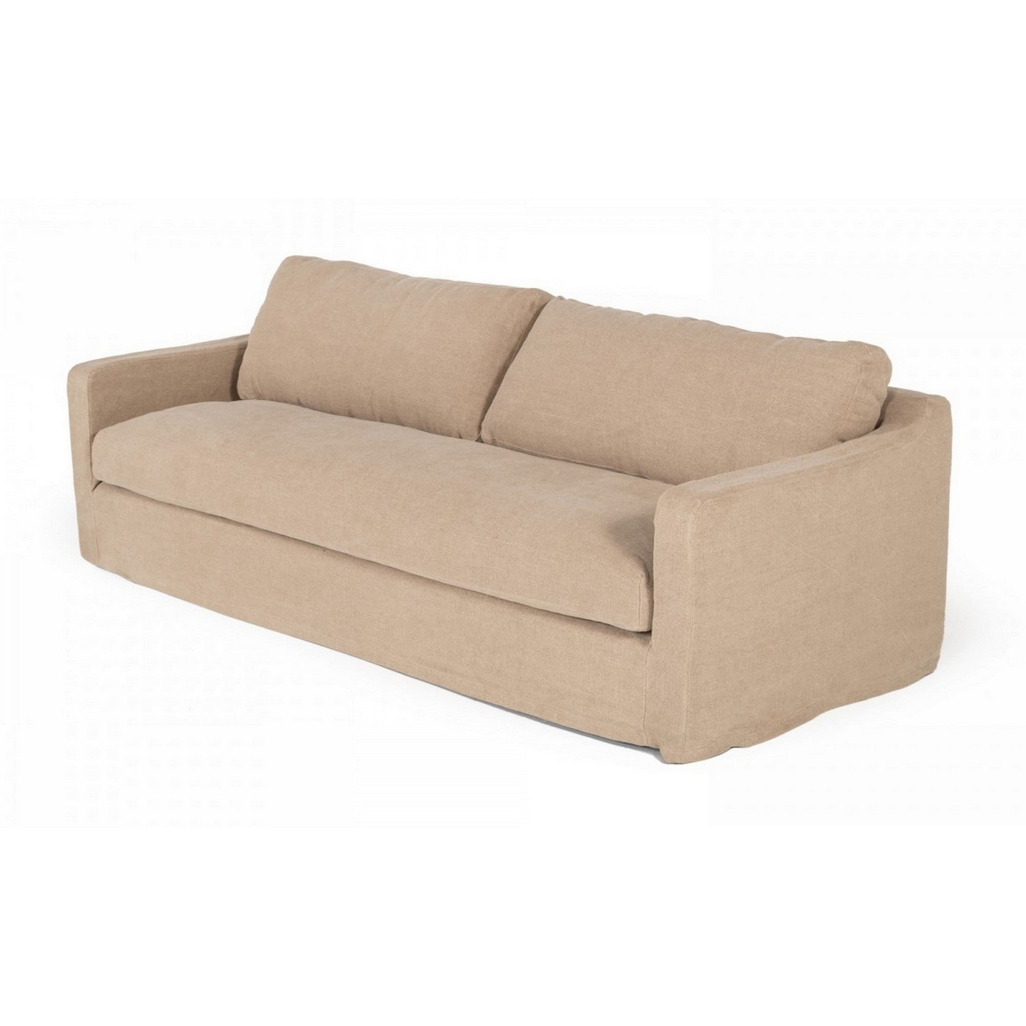Fabric Upholstered Modern Sofa with Single seat Cushion, Beige ...