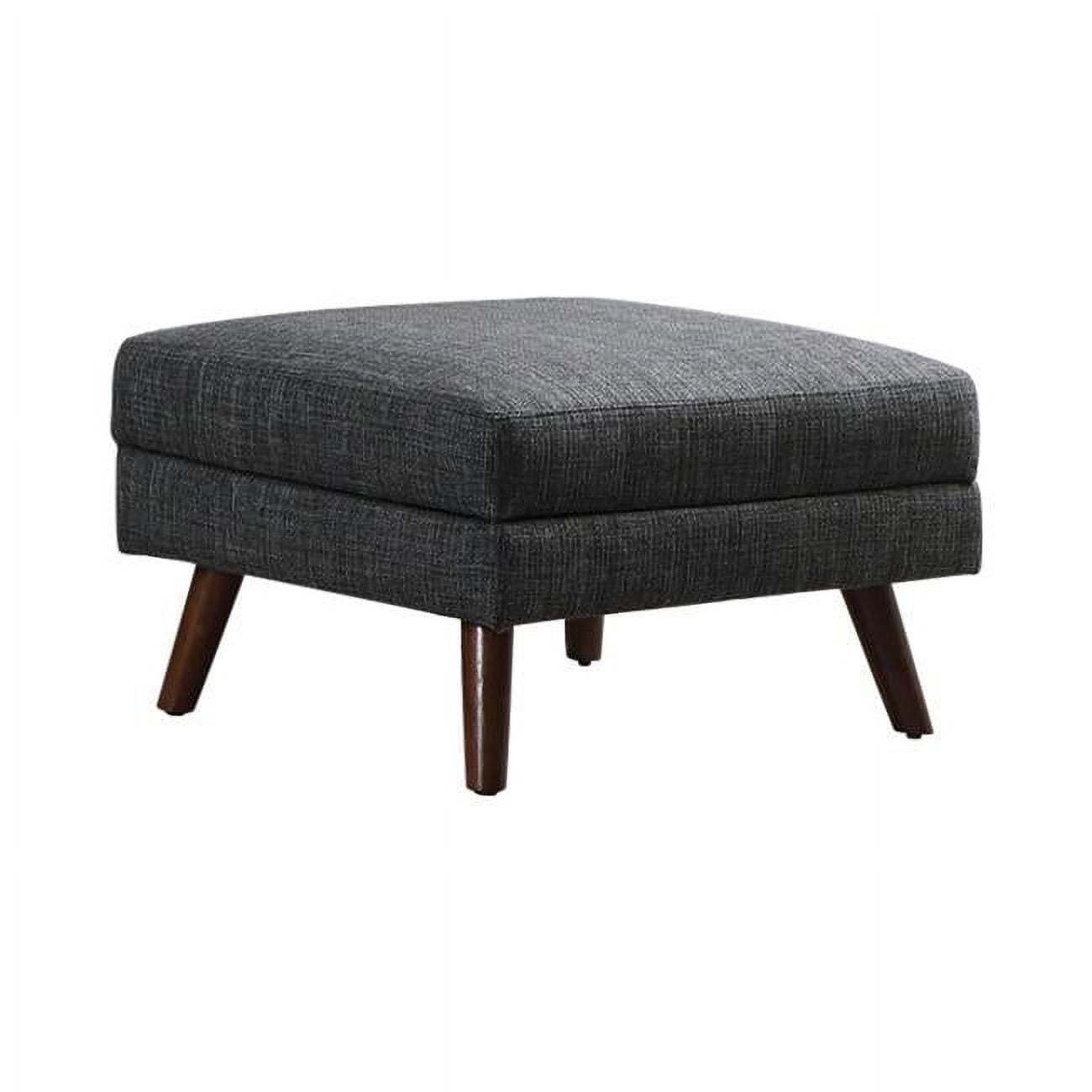 Fabric Upholstered Rectangular Ottoman with Round Angled Legs, Gray ...