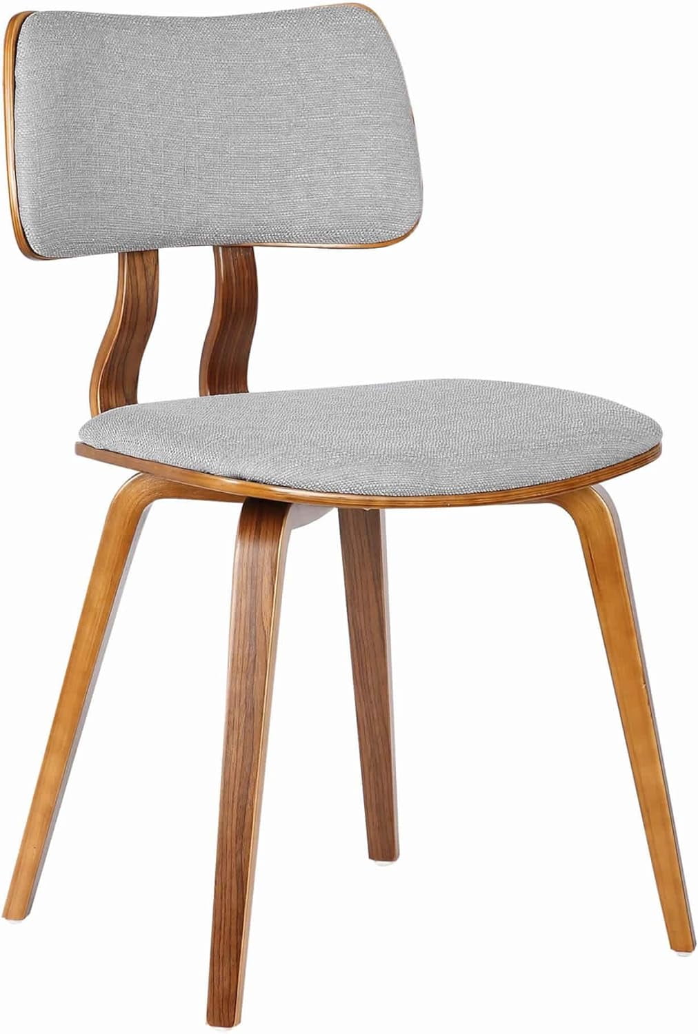 Fabric Upholstered Split Curved Back Wooden Dining Chair, Brown, Gray ...