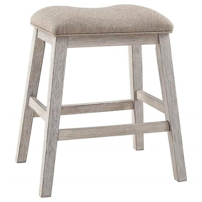 Fabric Upholstered Stool with Angled Legs, Beige - Set of 2 - Walmart.com