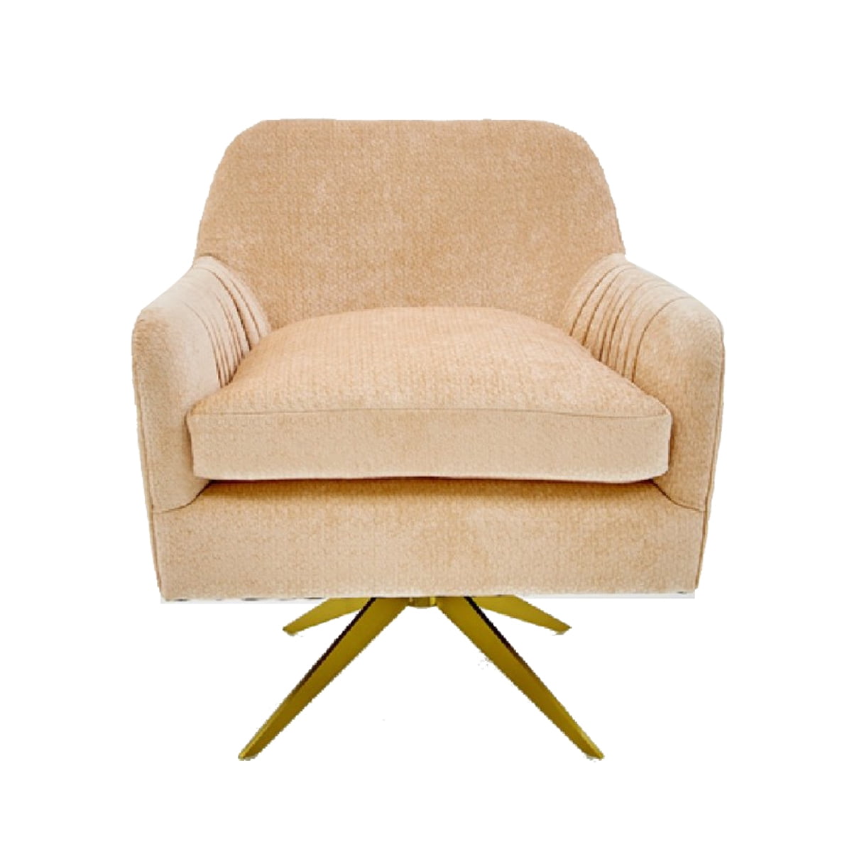 Fabric Upholstered Swivel Lounge Chair with Pleated Back and Arms ...