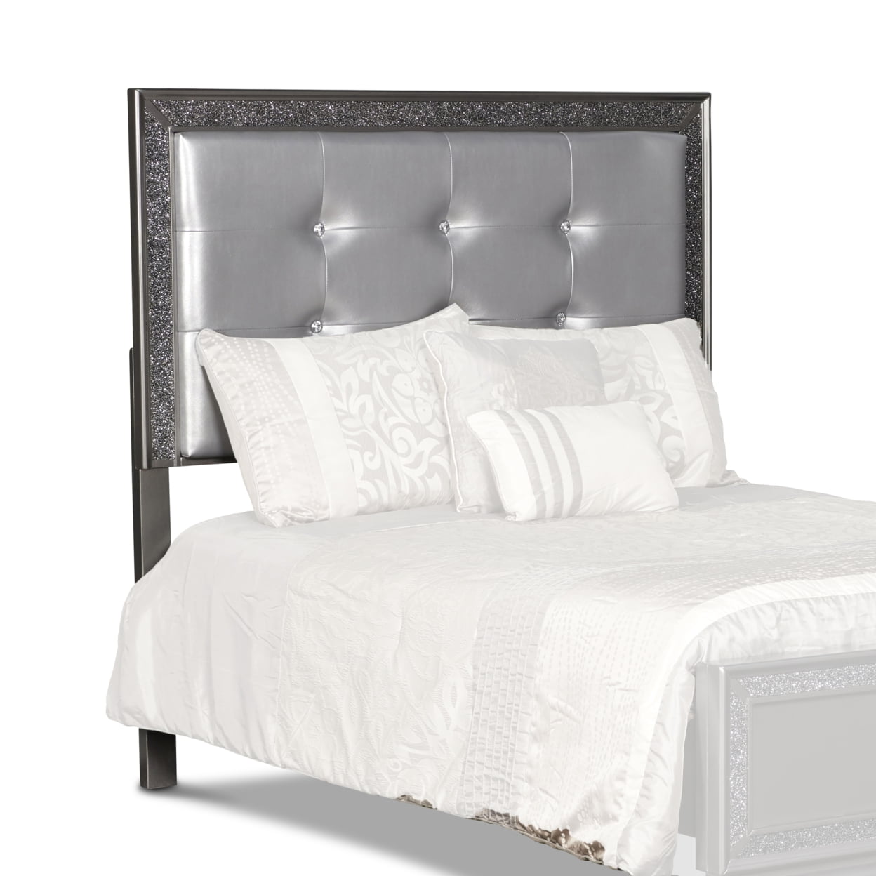 Fabric Upholstered Wooden Headboard with Button Tufting, Gray - Saltoro ...