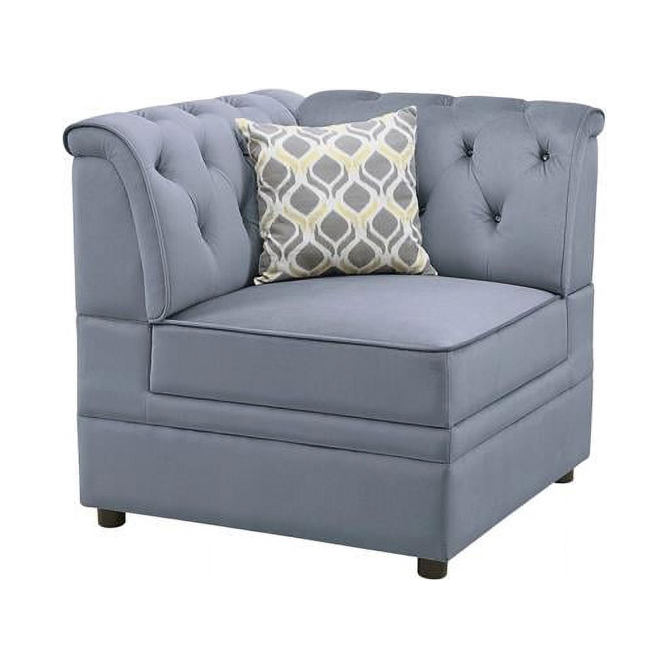Fabric Upholstered Wooden Modular Wedge with Button Tufted Details ...