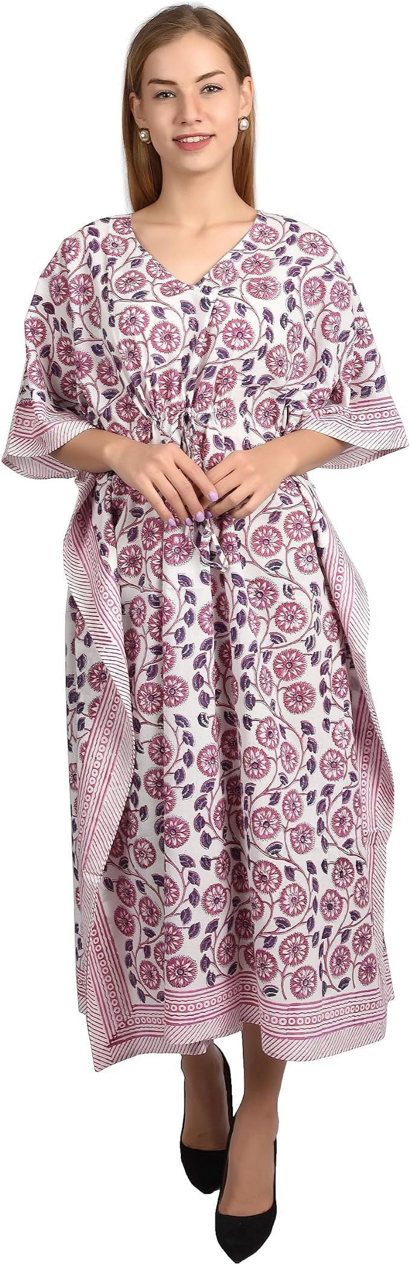 Fabric Venue Kaftan Dresses for Women - Sanganeri Ethnic Floral Prints ...