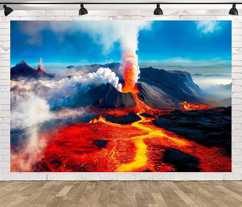 Fabric Volcano Eruption Backdrop Lava Flow Explosive Volcano Natural ...