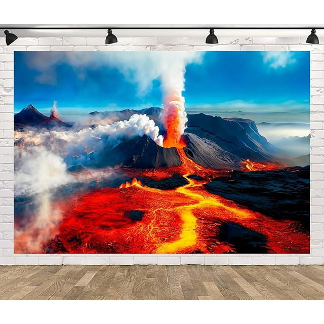 Fabric Volcano Eruption Backdrop Lava Flow Explosive Volcano Natural ...