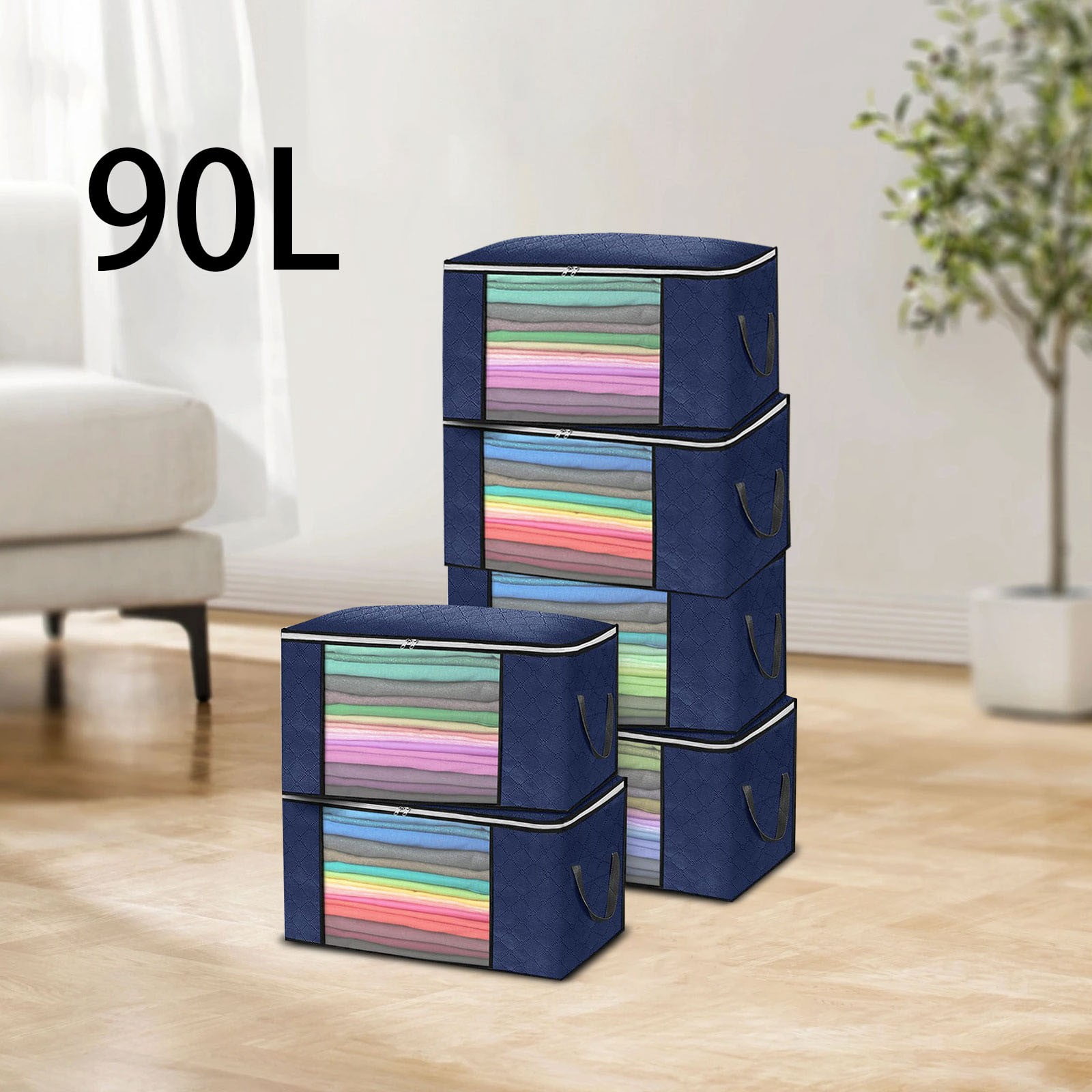 Fabric Wardrobe Storage Box - 23.6×15.8×13.7in Foldable Closet ...