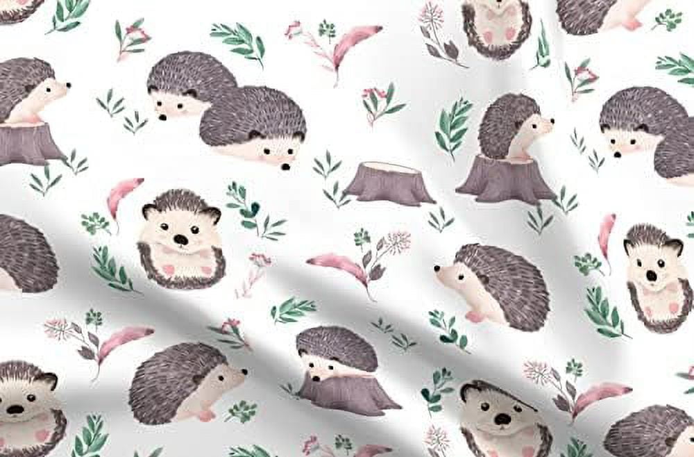 Fabric - Watercolor Hedgehog Hedgehogs Unisex Floral Nursery Kids ...