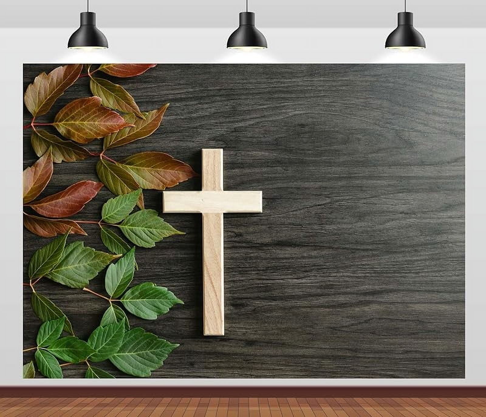 Fabric Wood Christian Cross Backdrop Wooden Board Wood Cross Backdrop ...