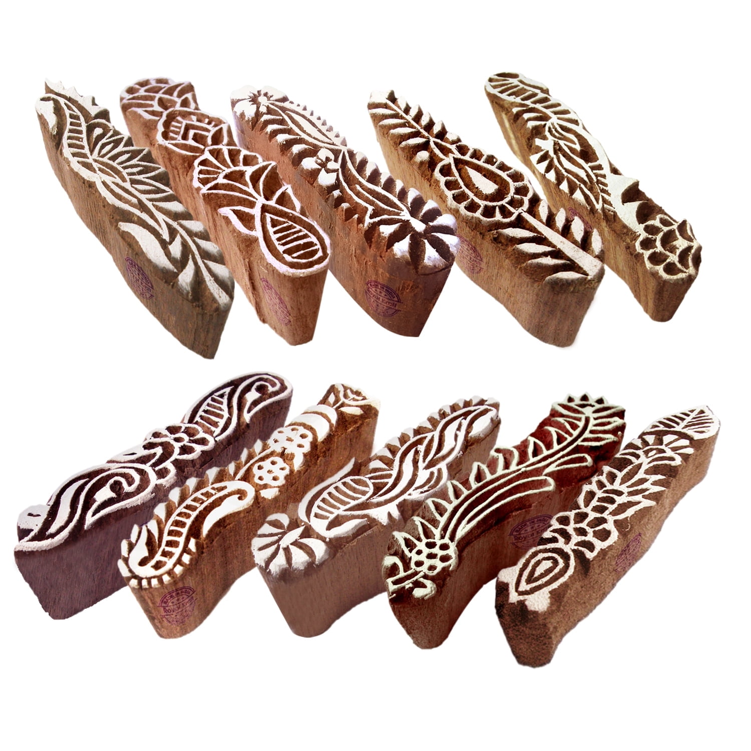 Fabric Wooden Stamps Creative Border Pattern Printing Blocks (Set of 10 ...