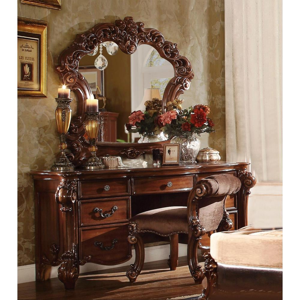 Fabric and Cherry Vanity Stool - Walmart.com