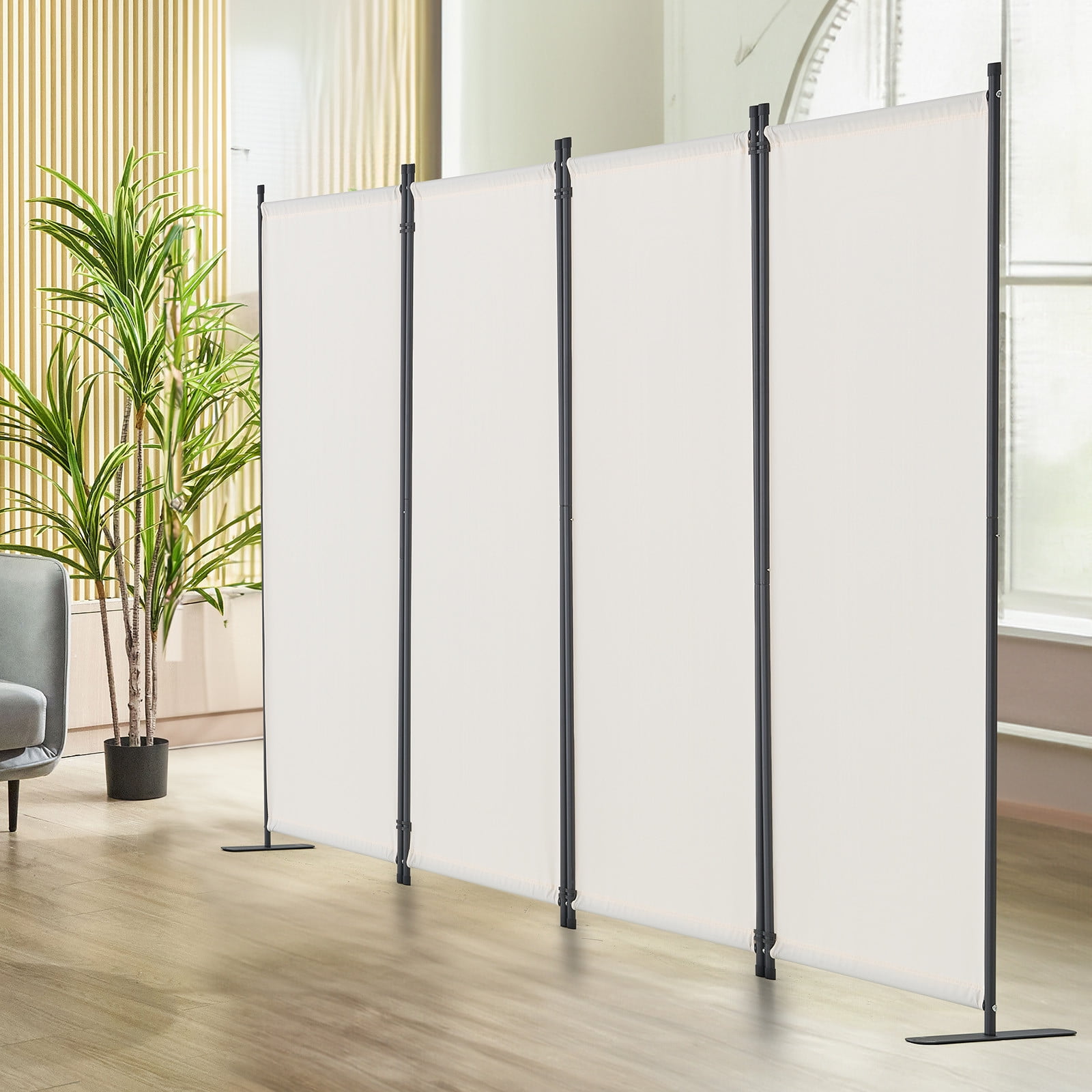 Fabric partition, for office use, white Four-panel folding privacy ...