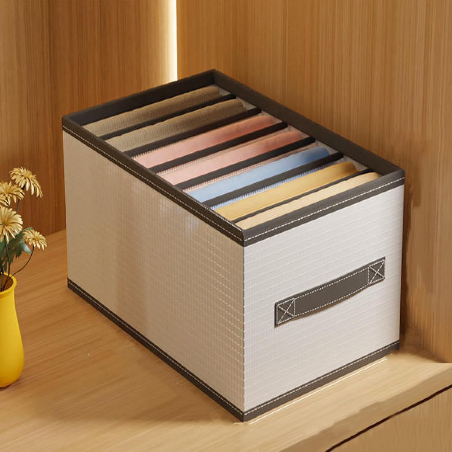Fabric storage box, compartment trouser storage box, household wardrobe ...