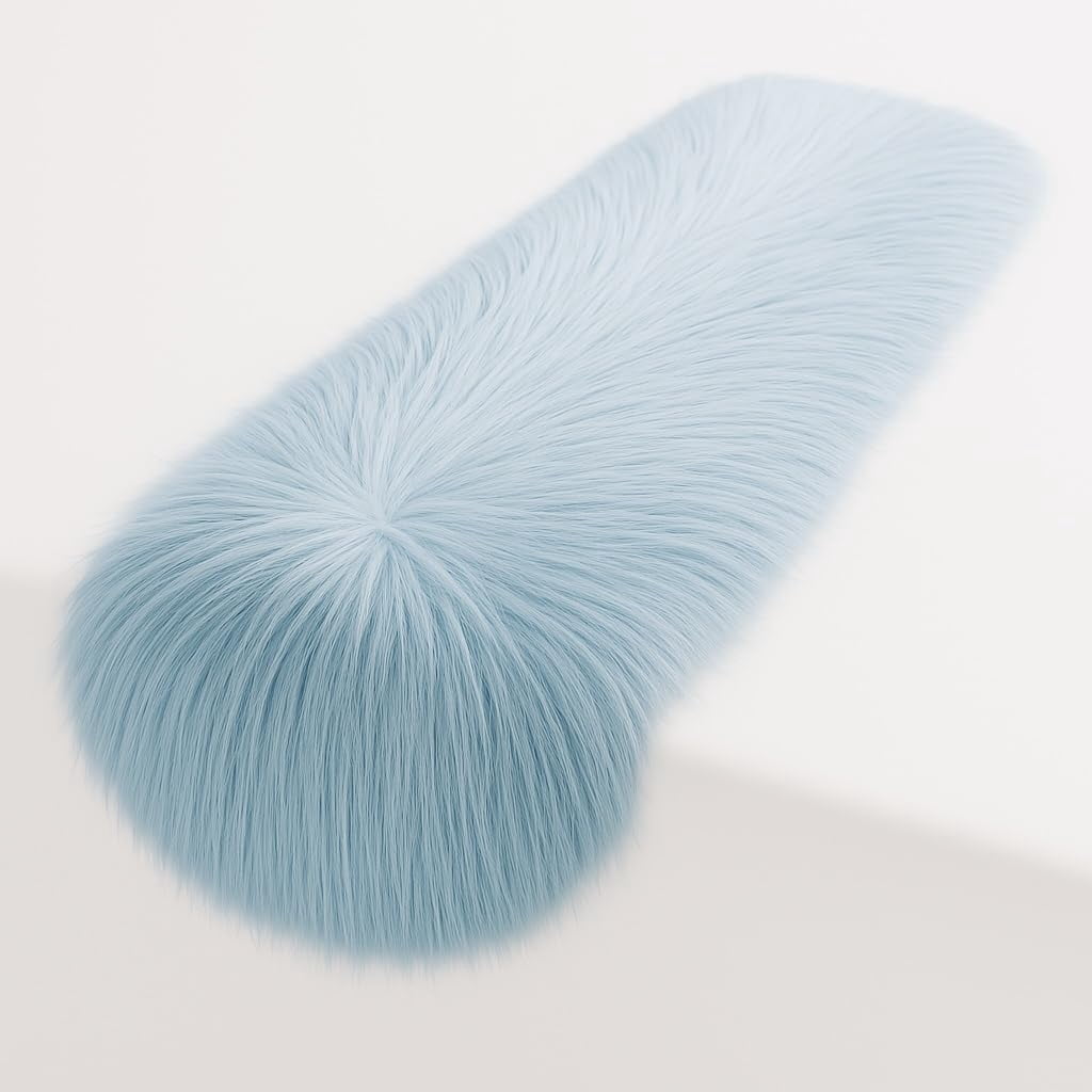 FabricLA Baby Blue Faux Fur Table Runner – Fluffy Snow Christmas Table ...