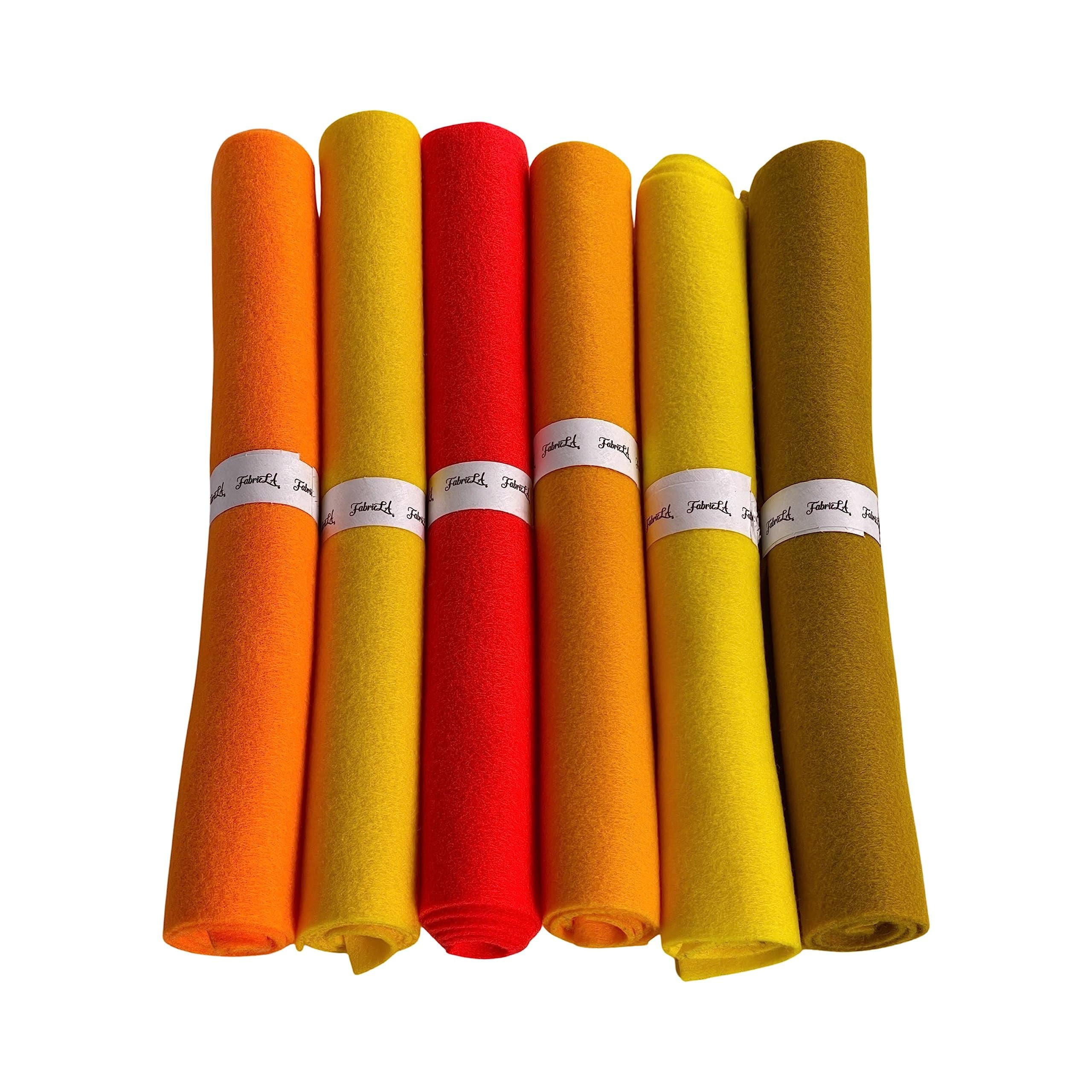 FabricLA Craft Felt Rolls 6 Pieces - 12" X 18" Inches Assorted Color ...