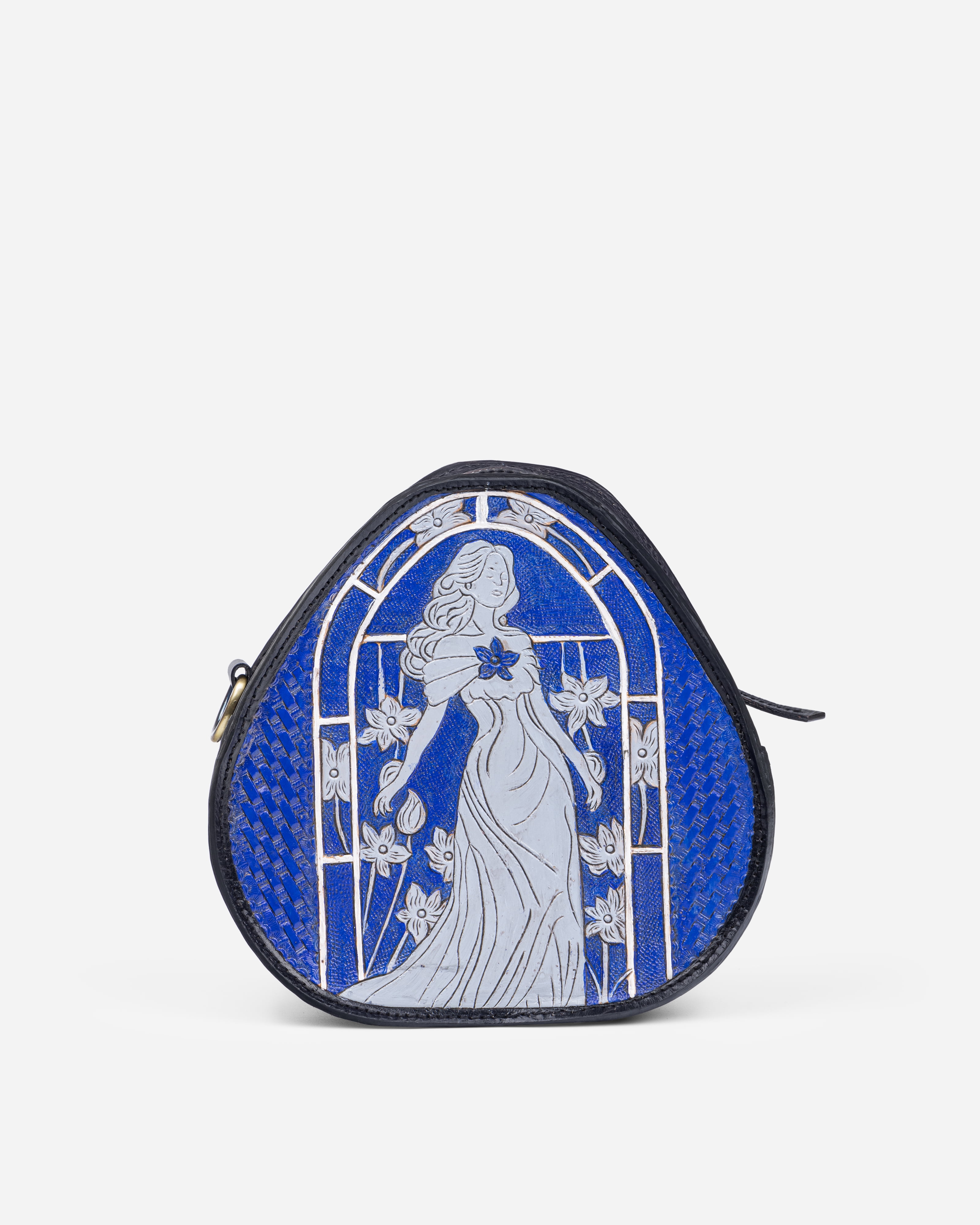 Fabrica Kraft Hand Tooled Royal Blue Victorian Leather Crossbody Bag ...