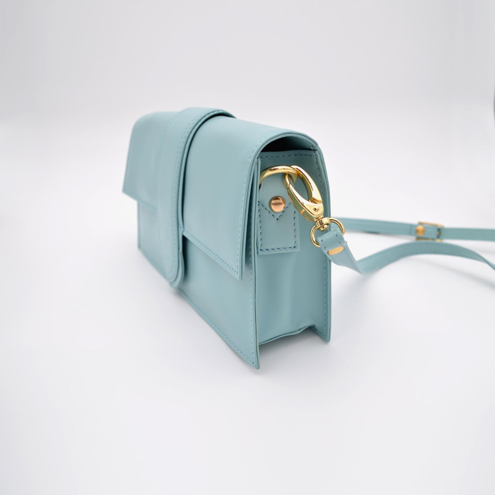 Fabrica Kraft Sky Blue Nappa Leather Small Sling Bag – Designer Purse ...