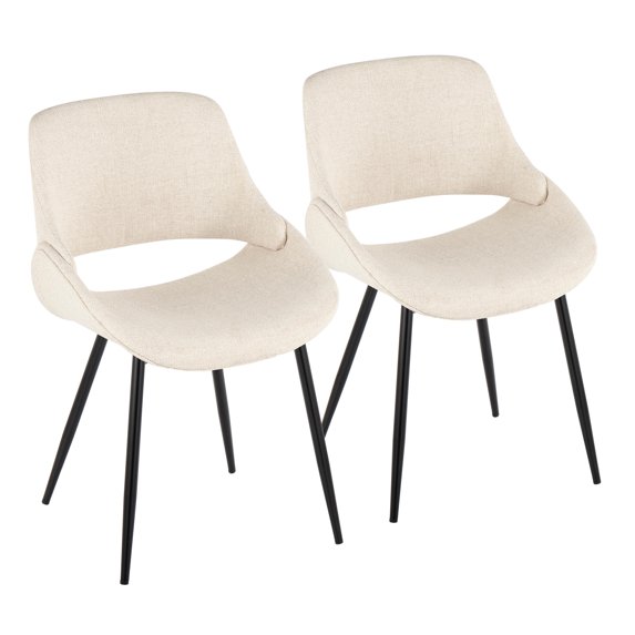 Fabrico Mid-Century Modern Dining Chairs (Set of 2) - Cream Fabric ...