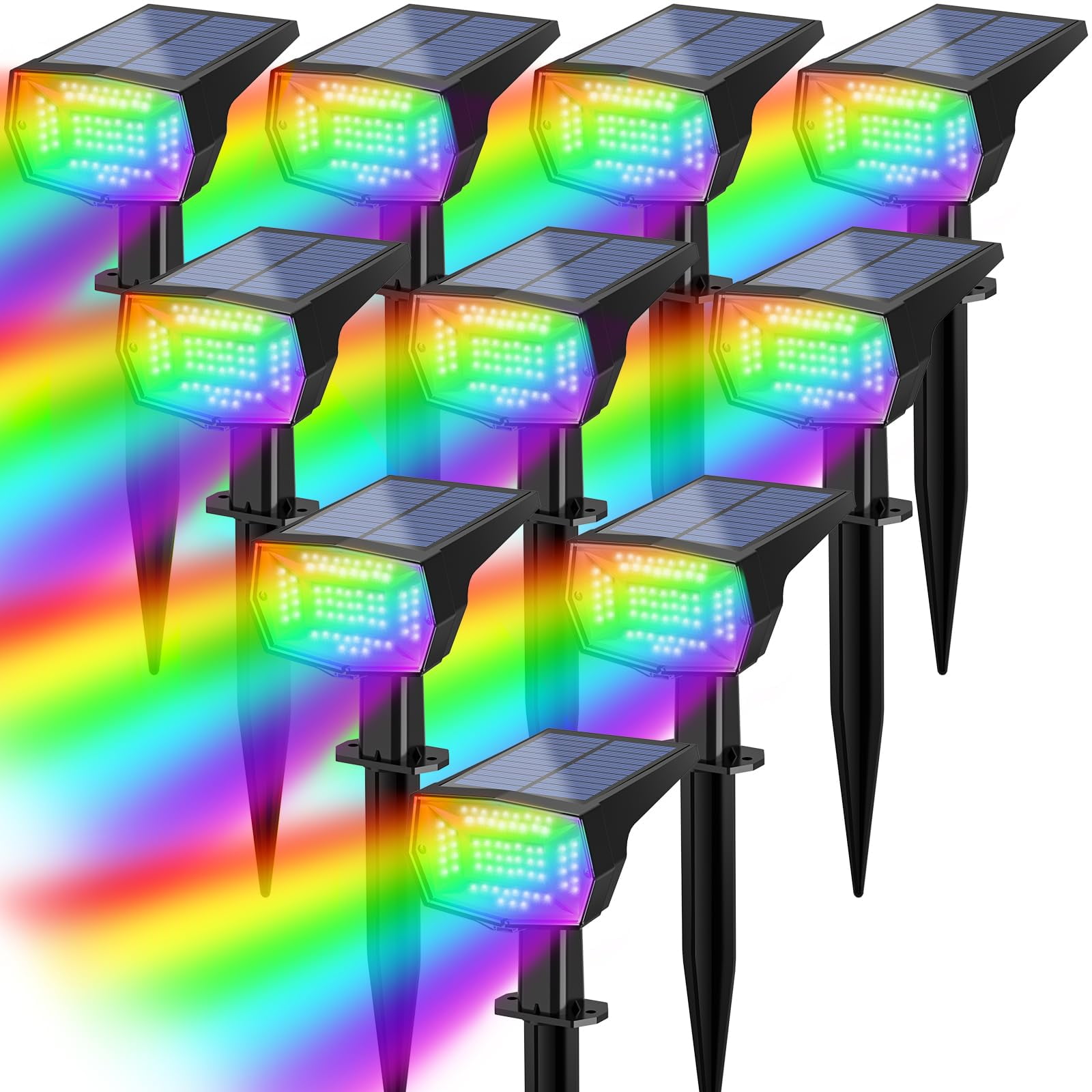 Fabrito Solar Color Changing Lights Outdoor, 9 Color Modes Landscape ...