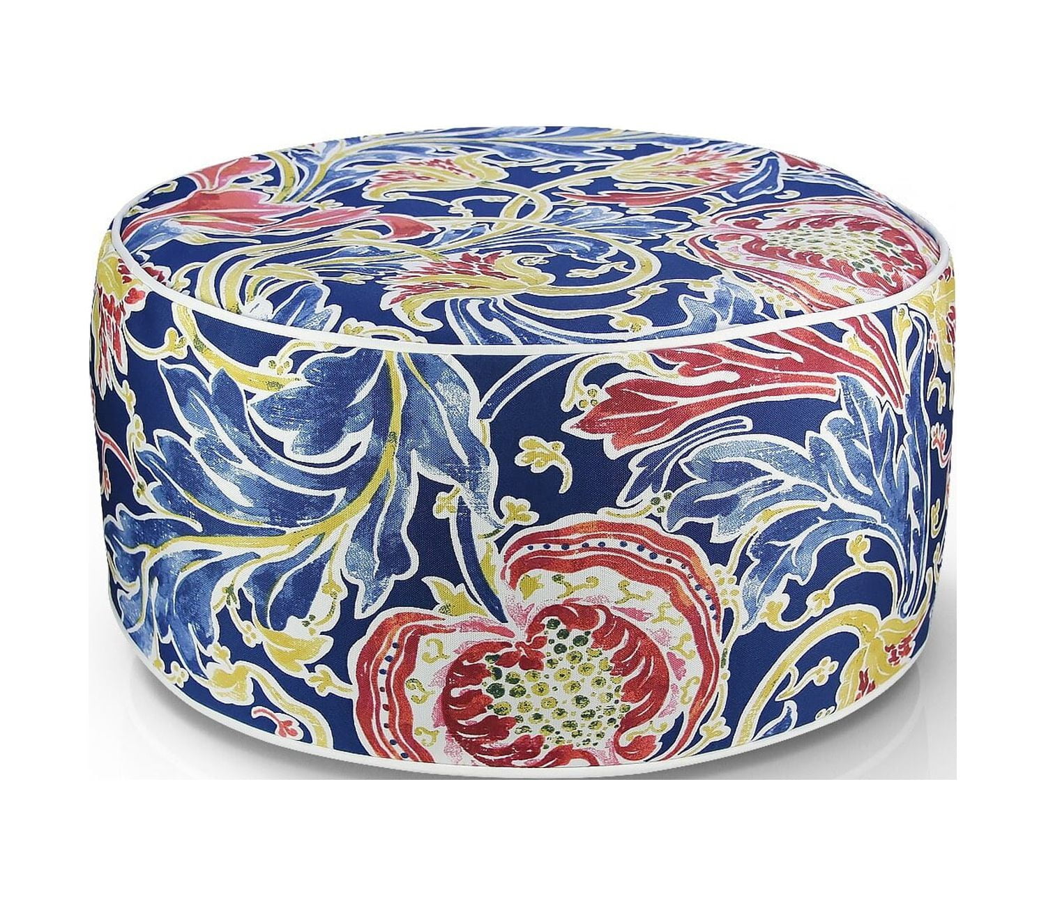 Fabritones Inflatable Footstool Ottoman Navy Paisley Round 21x9 Inch ...