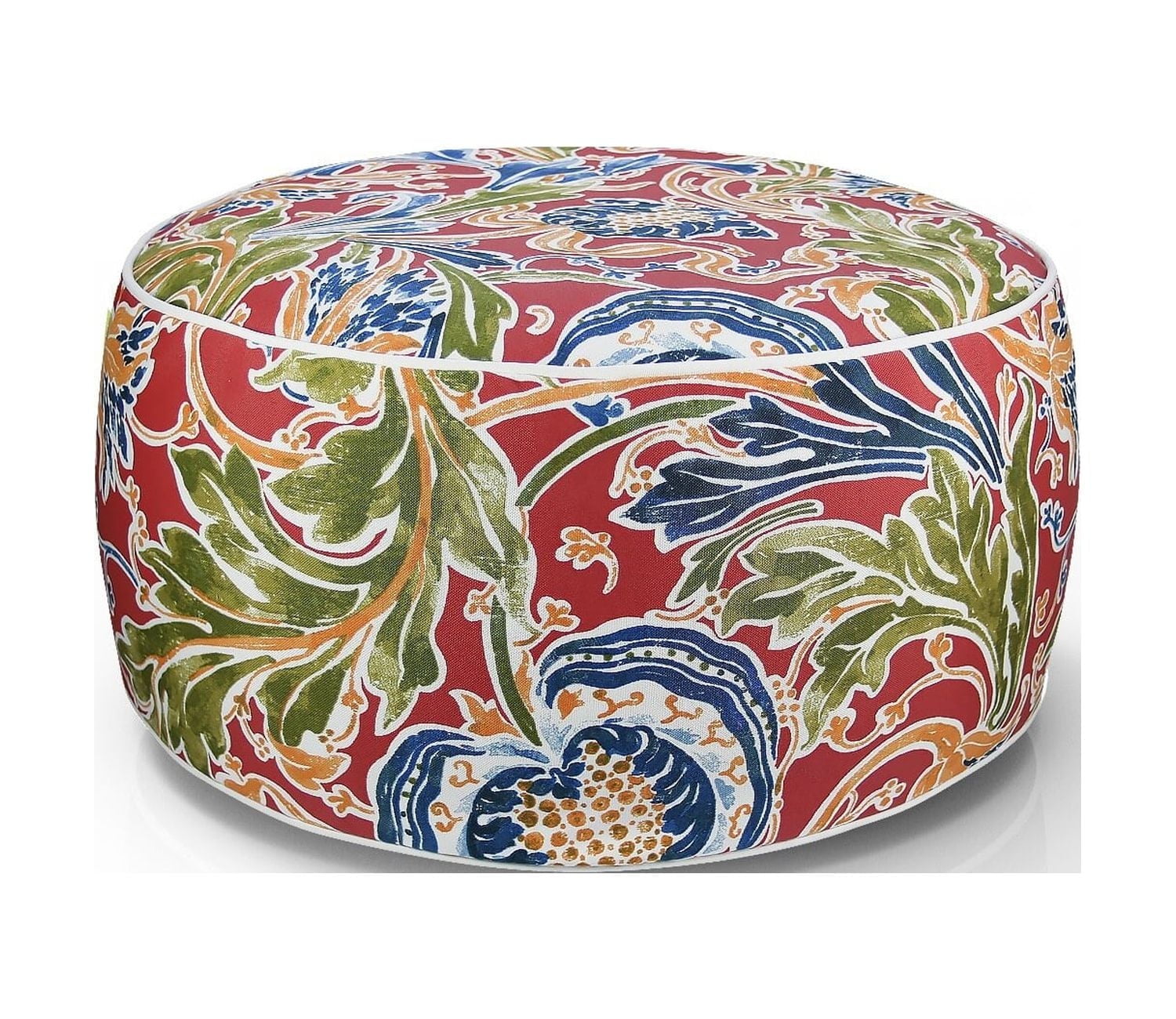 Fabritones Inflatable Footstool Ottoman Red Paisley Round 21x9 Inch ...
